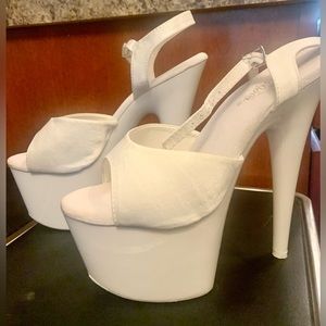 Pleaser | Shoes | Pleaser White Satin 7 | Poshmark
